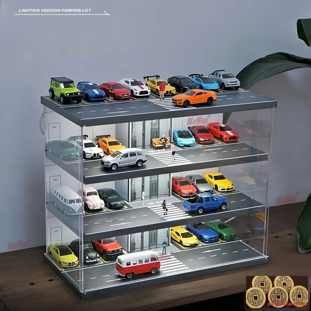 Модель парковки для Hot Wheels 1:64, имитация гаража в стиле лифта с освещенной витриной