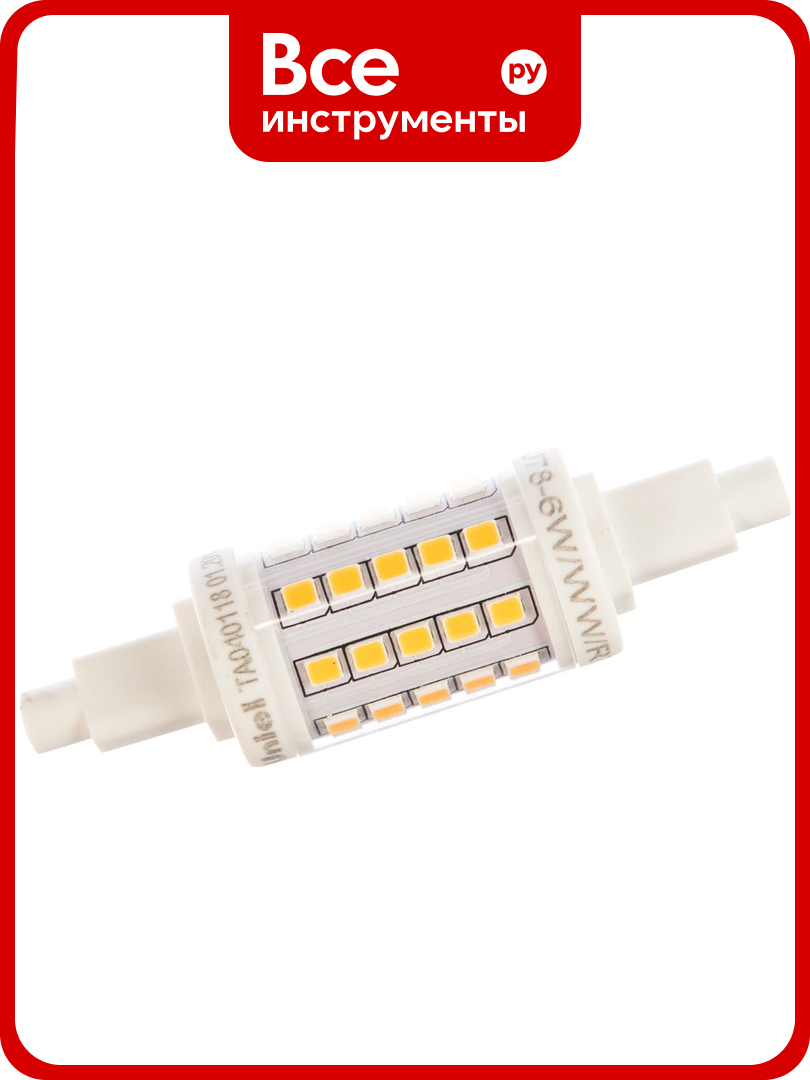 Светодиодная лампа Uniel LED-J78-6W/WW/R7s/CL PLZ06WH. Прозрачная. UL-00001554