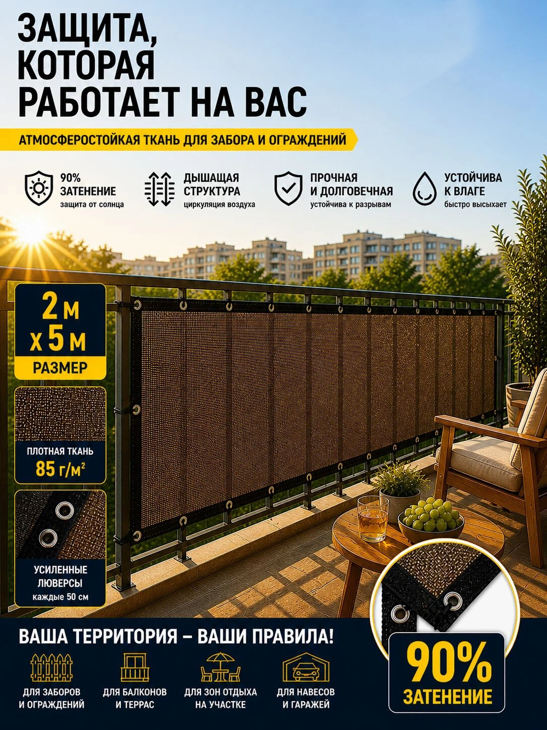 Сетка садовая затеняющая, Полиэтилен,85г/кв. м,2х5м，Защитные сети для садов, летних домов и кемпингов