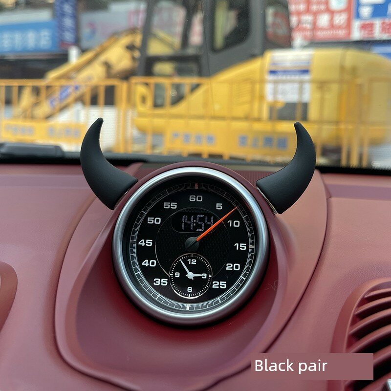 Черный рог дьявола автомобильный декоративный элемент для приборной панели, пара из высококачественного пластика для