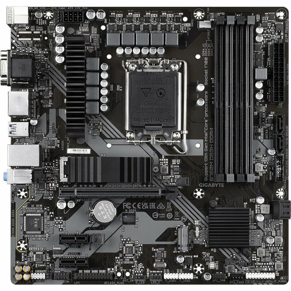Материнская плата Gigabyte B760M DS3H DDR4 s1700, Intel B760, 4xDDR4-3200, 1934700