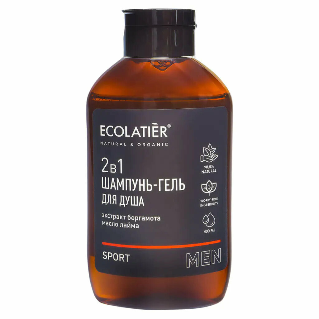 Шампунь-гель Ecolatier для душа 2в1 мужской Sport , 400 мл.