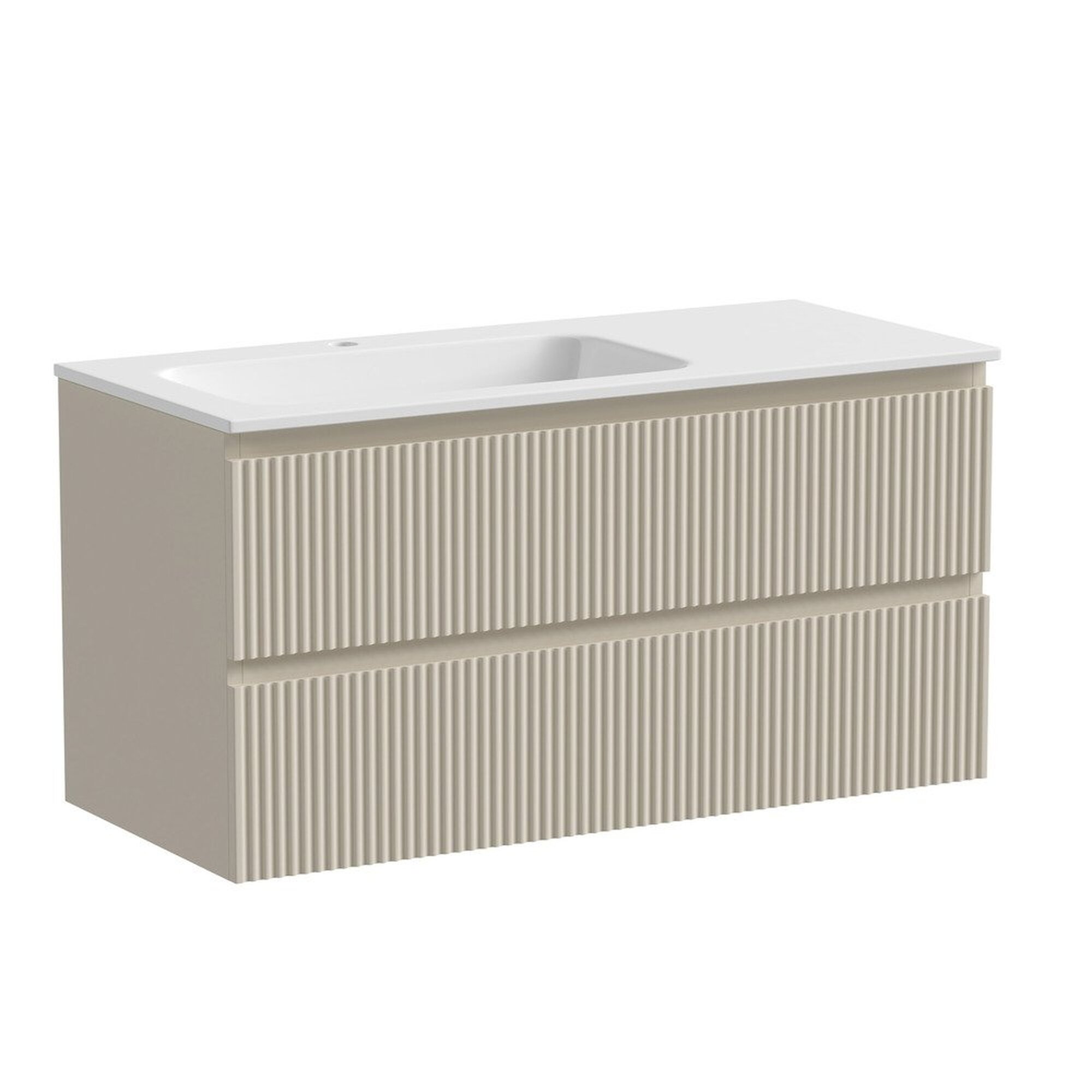 Тумба подвесная Sancos Snob R левая 995х445х500 мм, 2 ящика, доводчики, Beige Soft, (без раковины) (SNR100LCE)