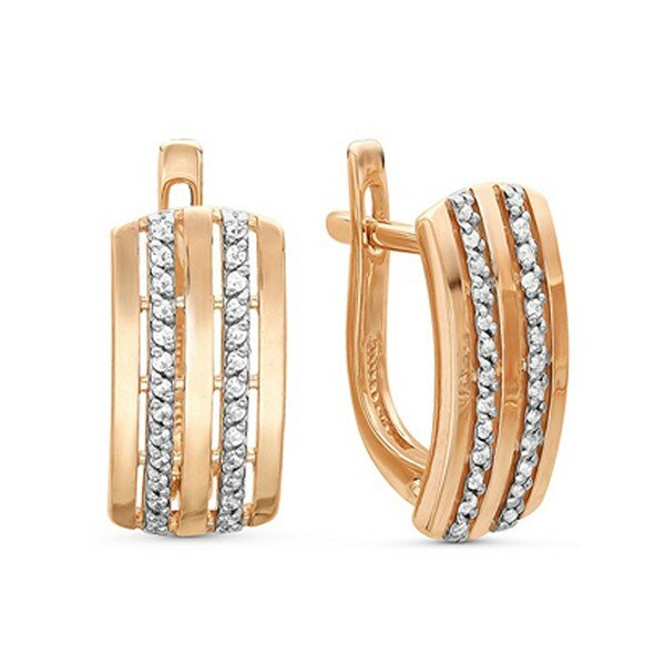 Серьги, красное золото, 585 проба, фианит