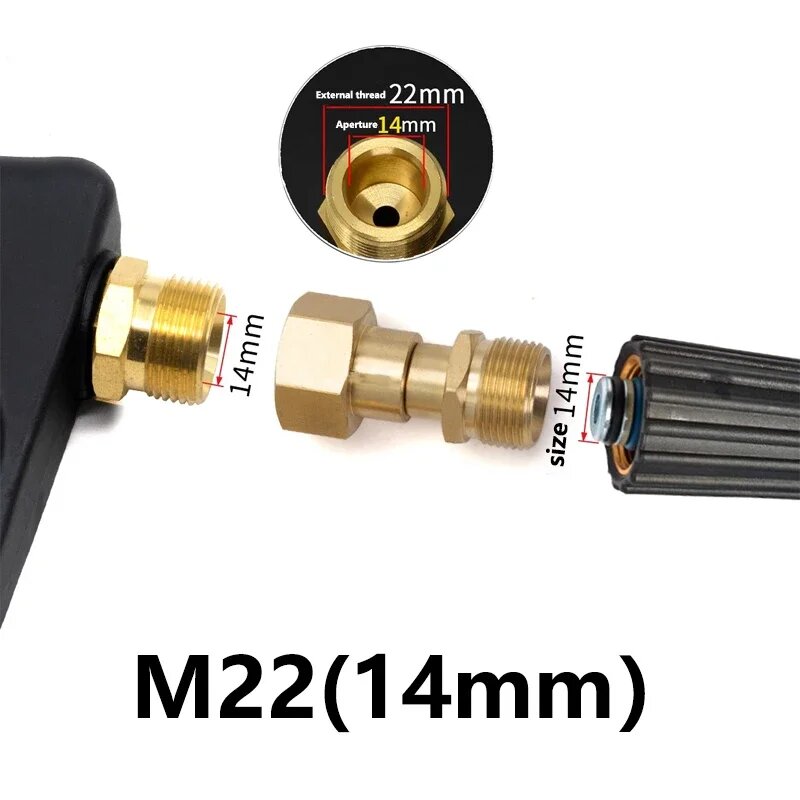 Соединитель для мойки высокого давления M22(14мм), Цвет: A