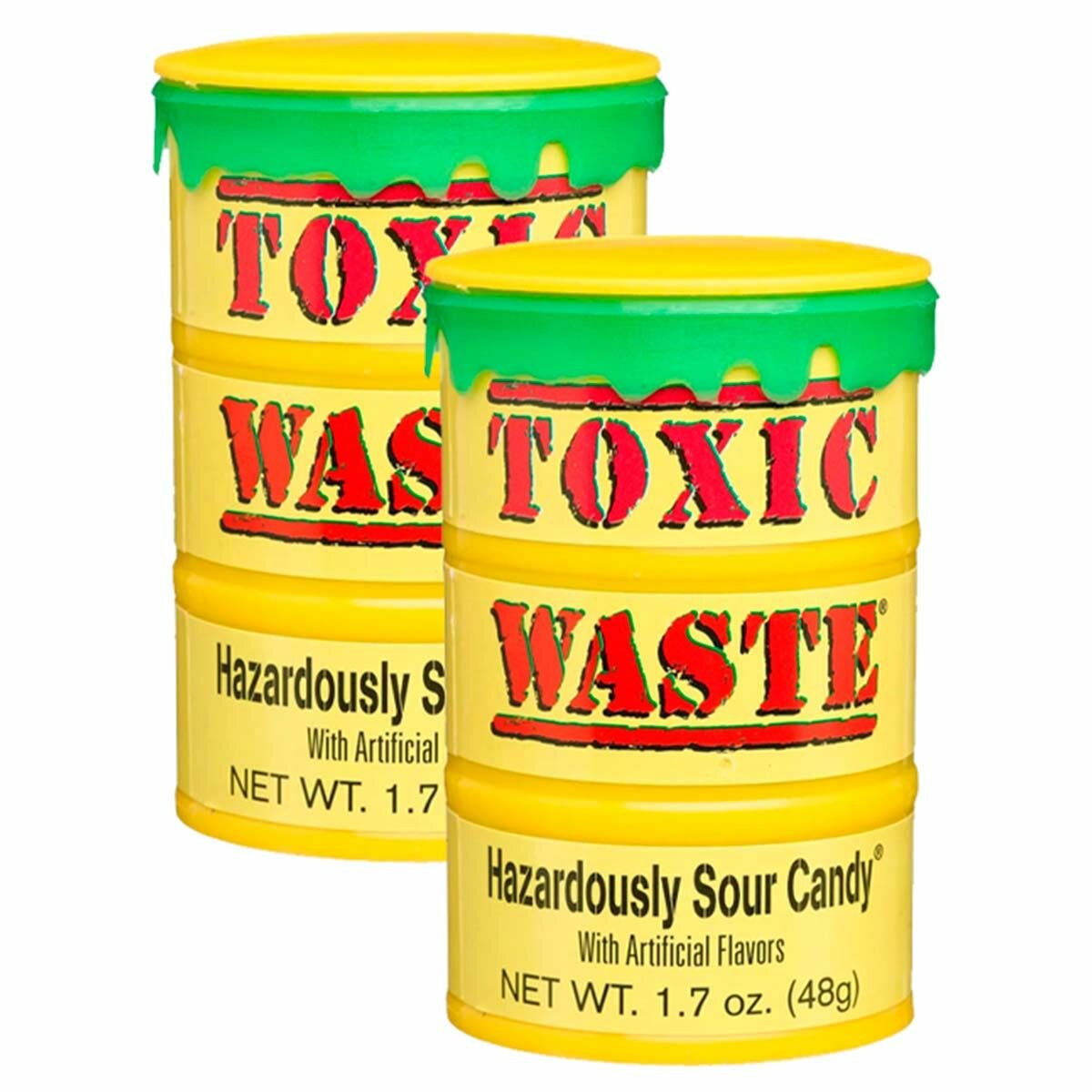 Кислые леденцы Toxic Waste Original Drum Sour Candy (желтая бочка) (США), 2 шт. по 42 грамма