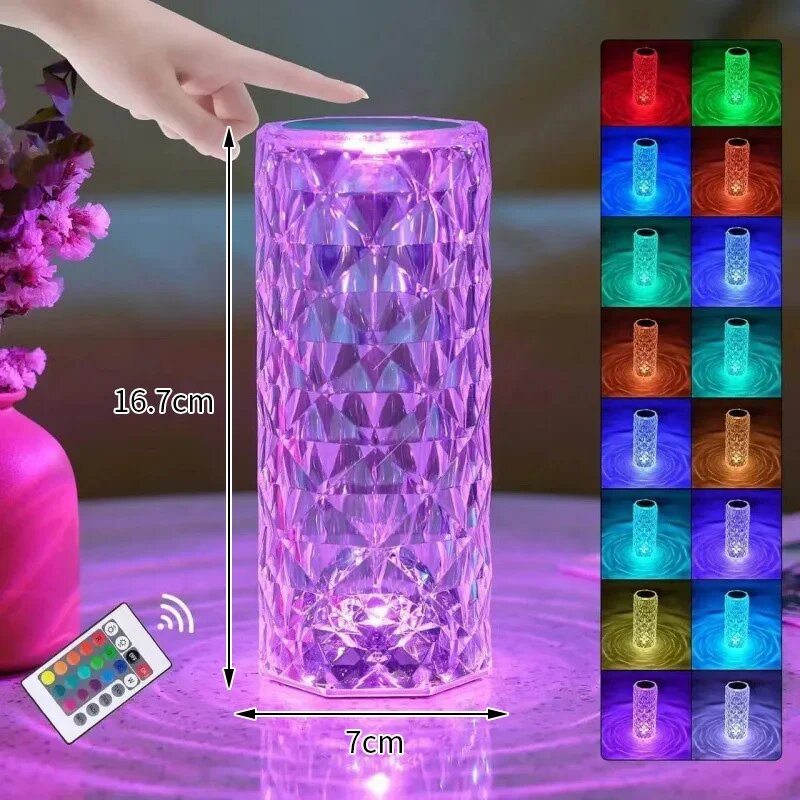 Реchargeable Crystal Bedside Lamp M 16 colors