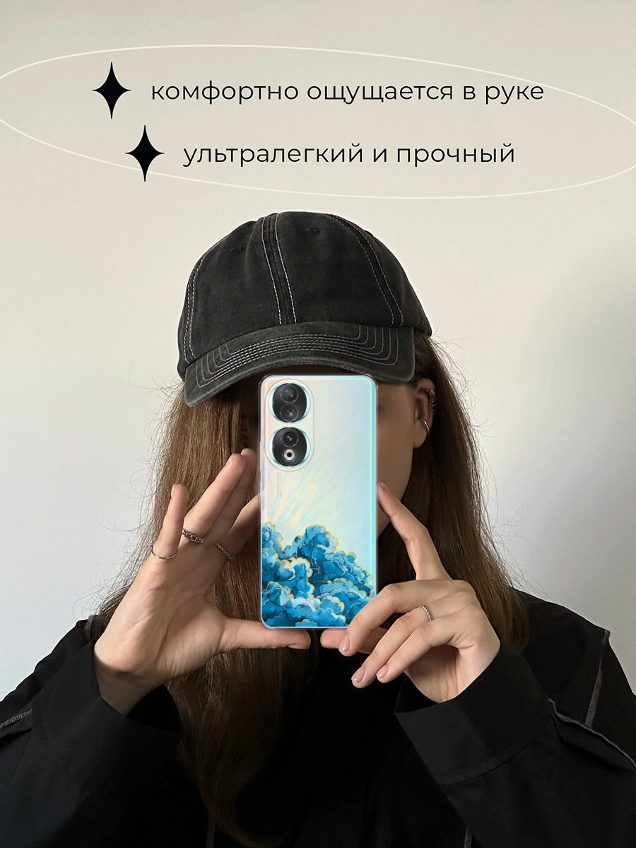 Чехол на Honor 90 / Хонор 90 с принтом Звезда и облака, прозрачный — фото 1