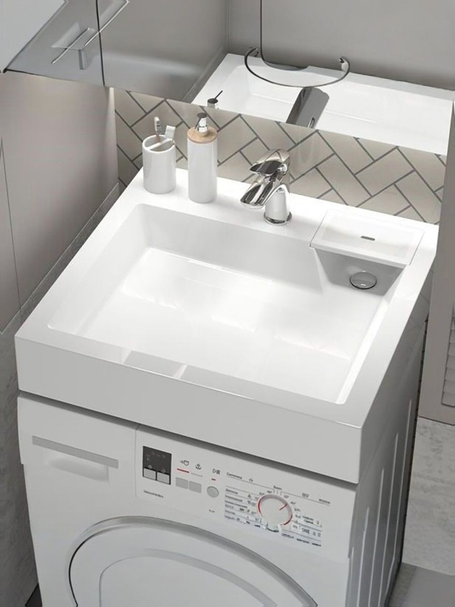Раковина над стиральной машиной Uperwood Vission 60х55х11 см, белая глянцевая
