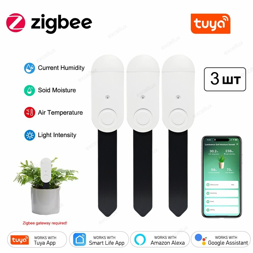 Tuya Датчик влажности и температуры почвы Zigbee, Определение яркости