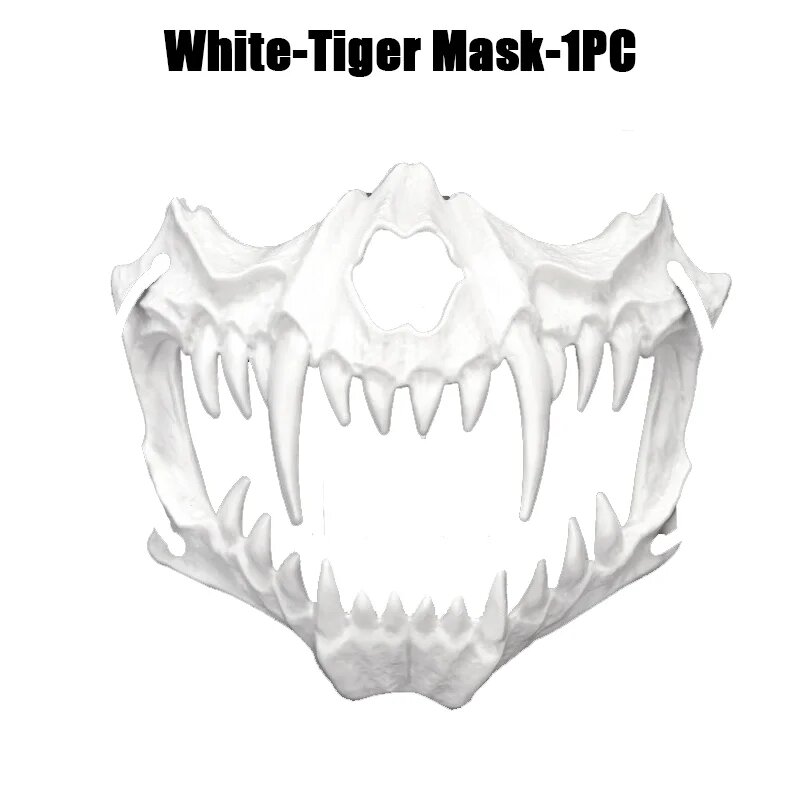 Полумаска Хэллоуин Скелет Белый, White Tiger 1PC