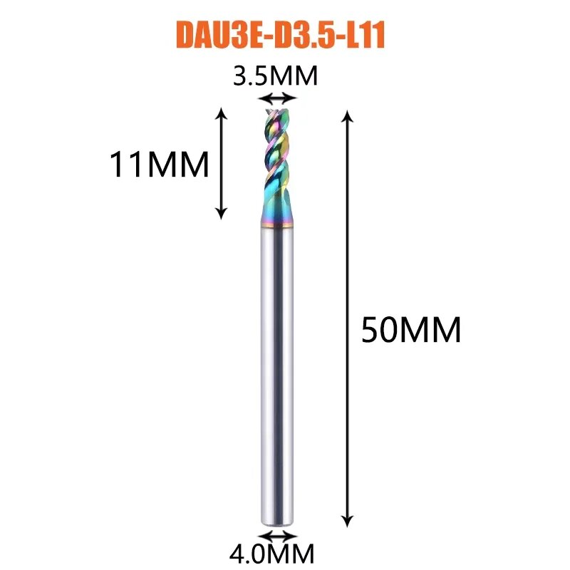 DREANIQUE 3-зубая концевая фреза из карбида вольфрама DAU3E DAU3E-D3.5-L11