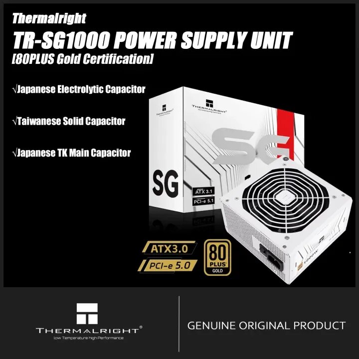 Блок питания Thermalright TR-SG650/750/850/1000W 100-240V Эффективность 80PLUS GOLD Полностью модульный дизайн кабелей ATX 3.1 PCI-e 5.1