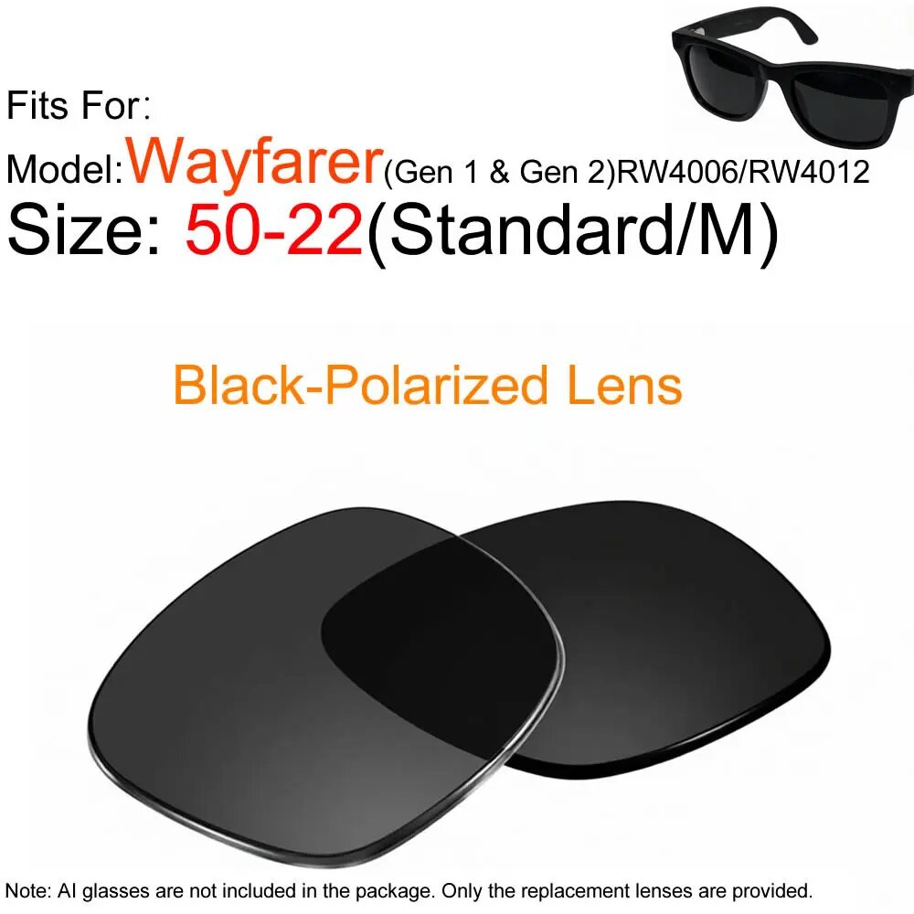 Сменные фотохромные линзы для Ray-Ban Meta Wayfarer ULMATN Черный, M-Black-Polarized