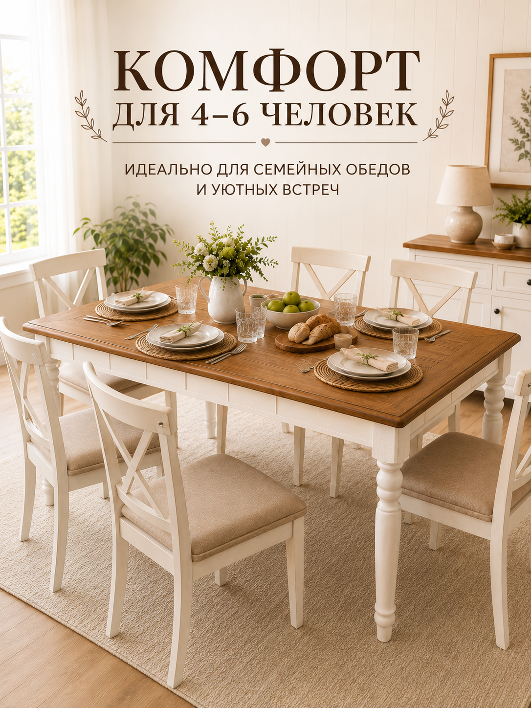 Стол кухонный обеденный, стол из массива дерева, 120*75cm
