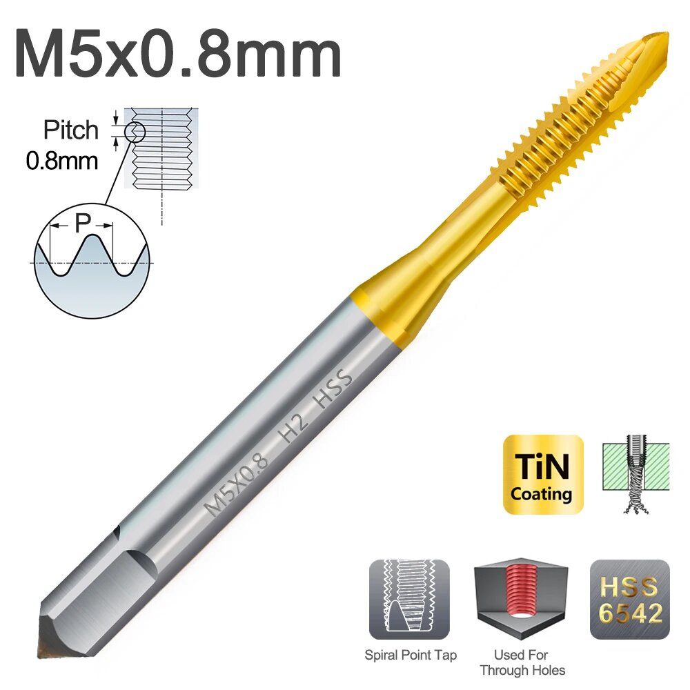 Метчик HSS с титановым покрытием xcan M2-M16 M5x0.8