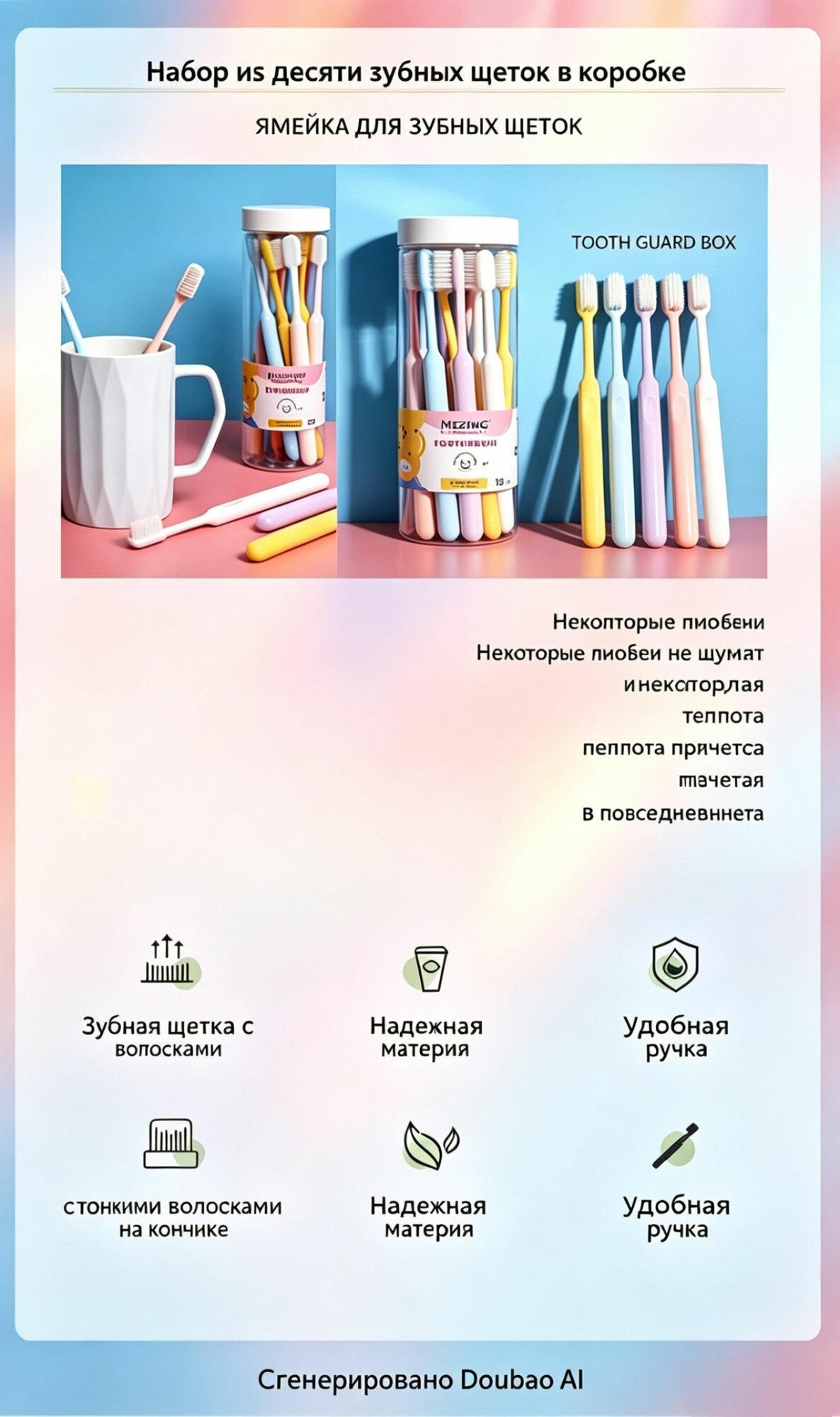 Набор мягких зубных щеток MEZING, 10 шт. в банке
