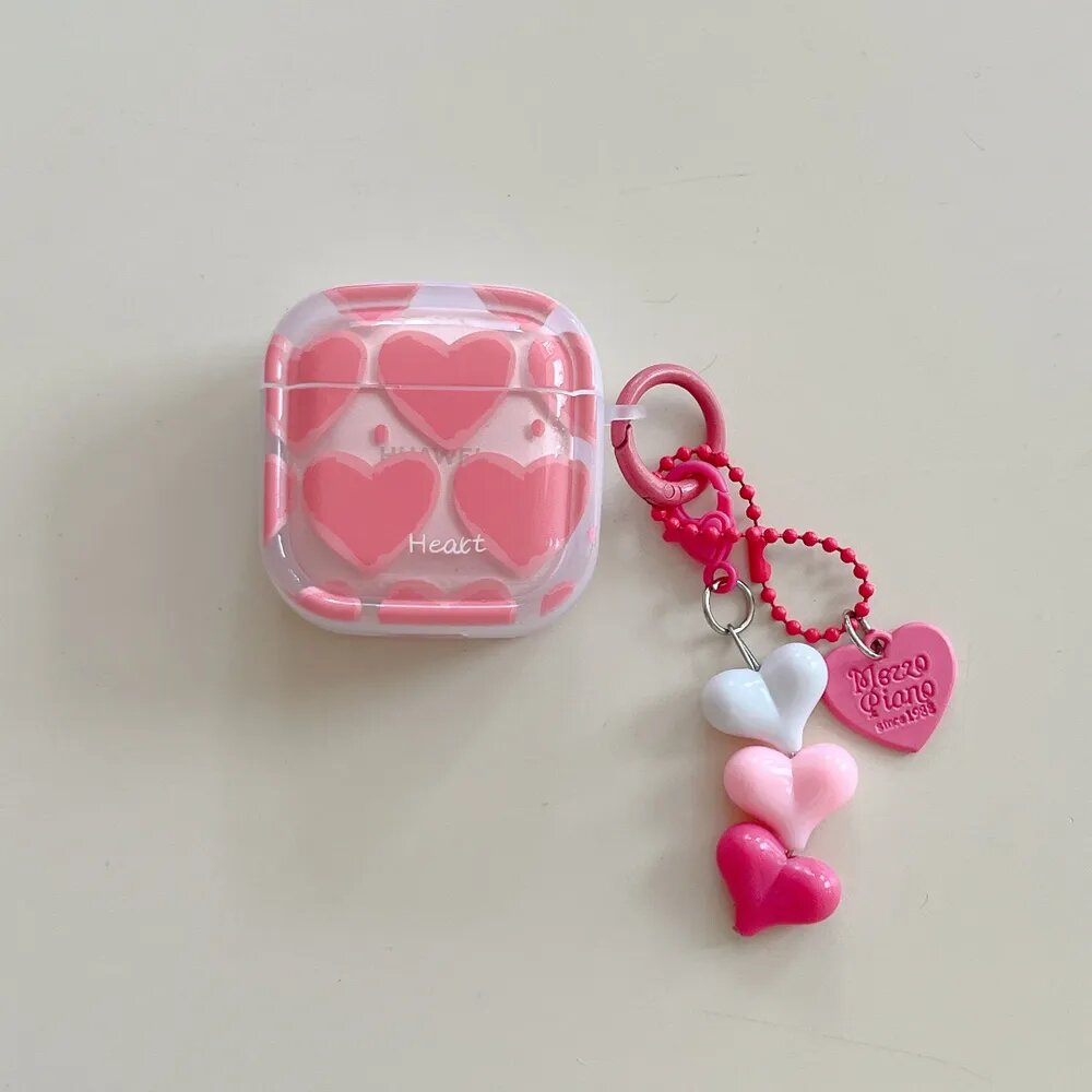 Полупроницаемое розовое сердечко love heart, защитный чехол TWS, защита от падения, подходит для чехла для Bluetooth-гарнитуры Huawei Freeclip 2