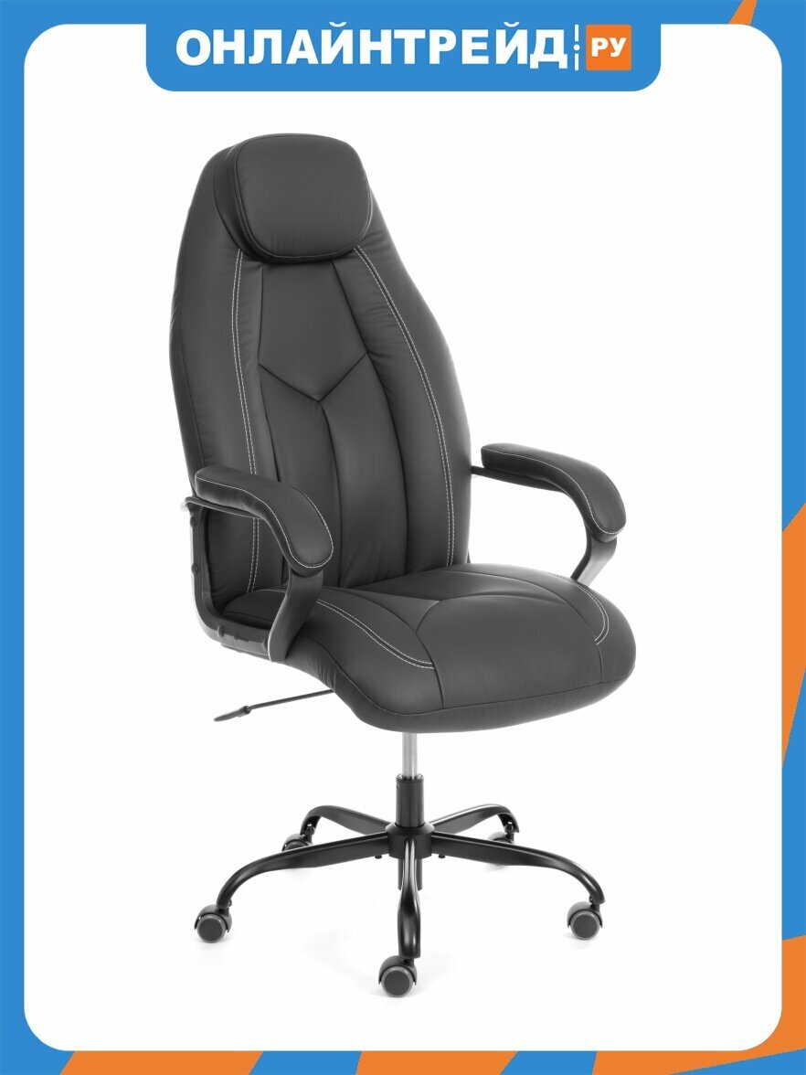 Кресло Tetchair Boss metalBL (22) кож/зам, черный, 36-6