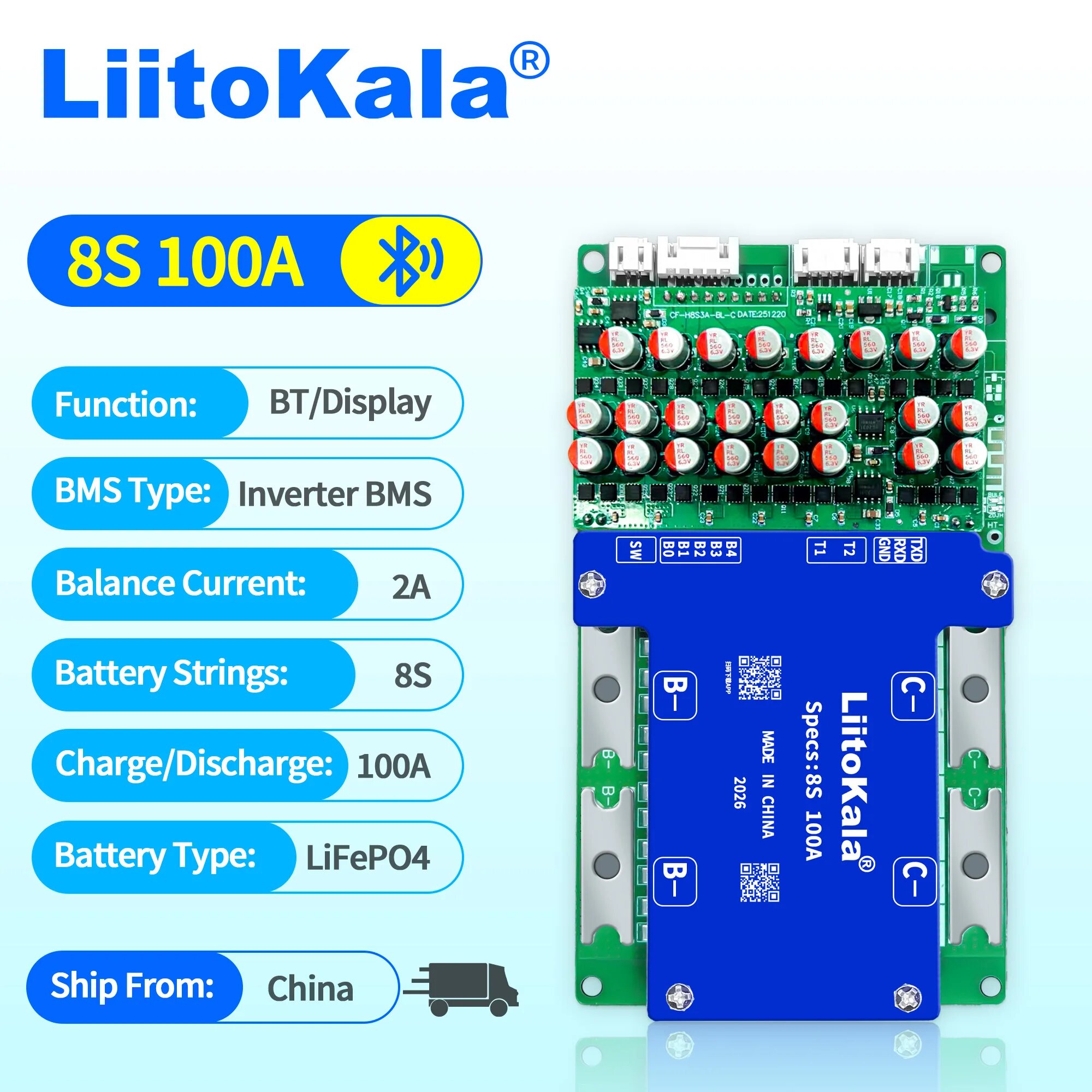 LiitoKala 8S 24V100A 200A BMS-система для аккумуляторов