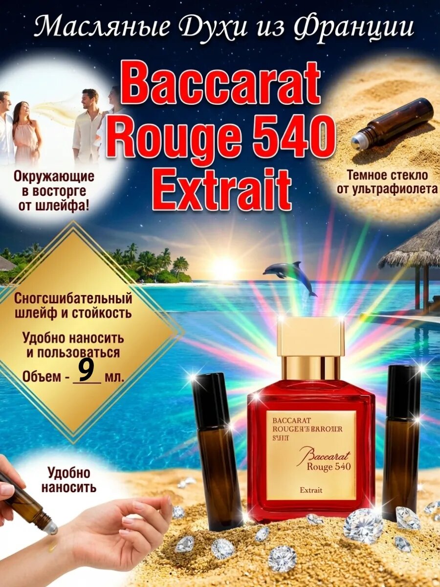 Baccarat Rouge 540 Extrait / Баккара Руж 540 Экстракт — унисекс‑масляные стойкие духи с насыщенной восточно‑амбровой композицией — 9 мл.