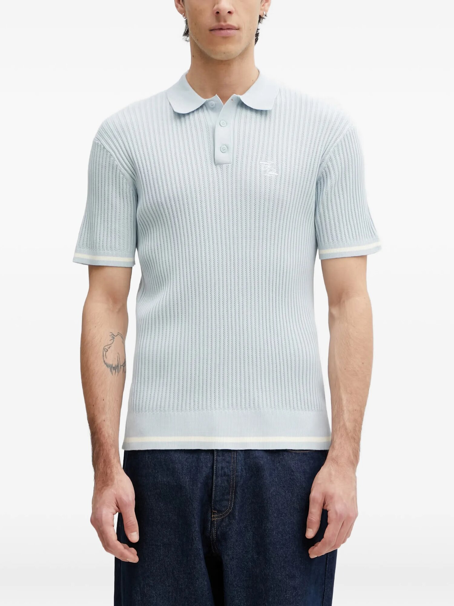 Рубашка Ribbed-knit polo shirt