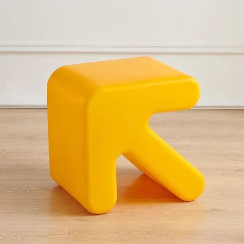 Табурет пластиковый современный творческий 35x40x40 см, 5 кг, Желтый, 1 шт.