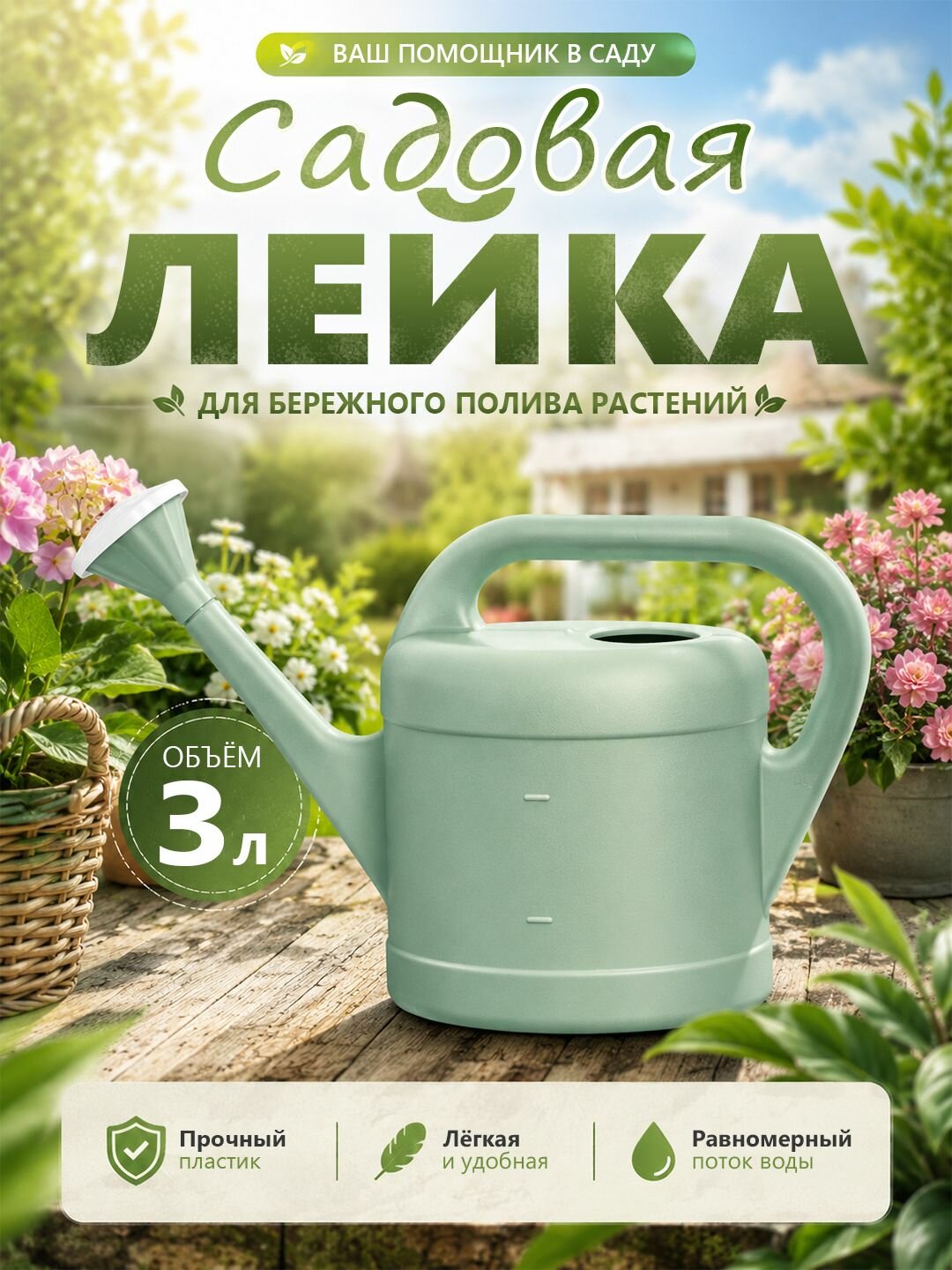 Лейка, 3 л 1 шт