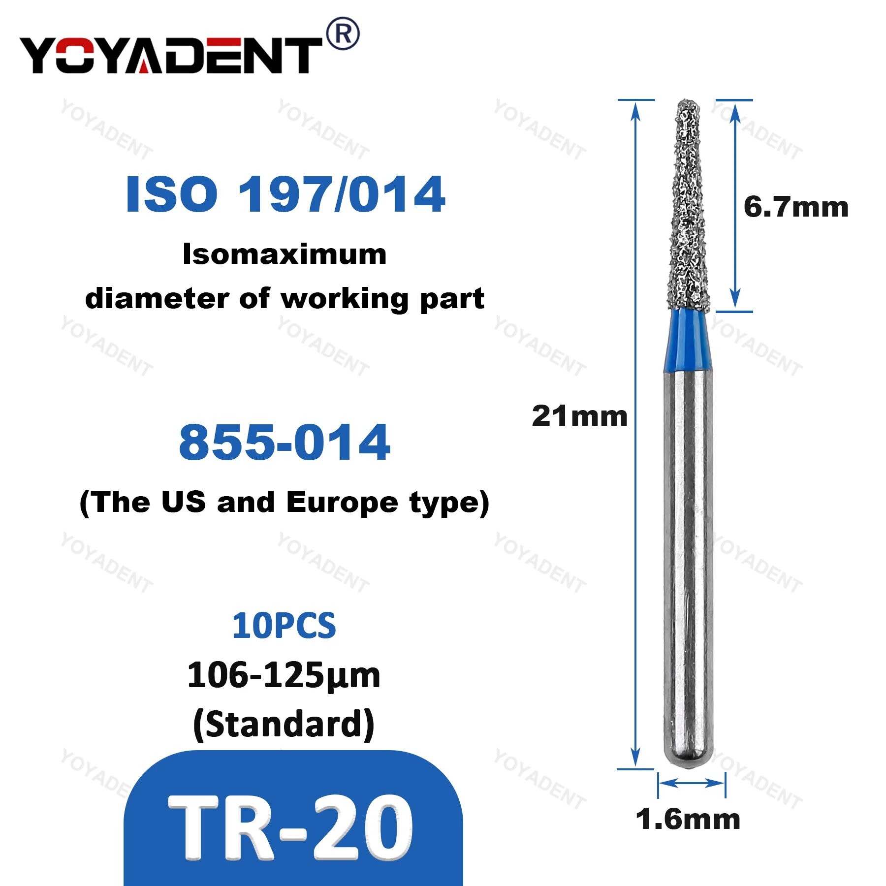 Алмазные боры YOYADENT TR 1,6 мм