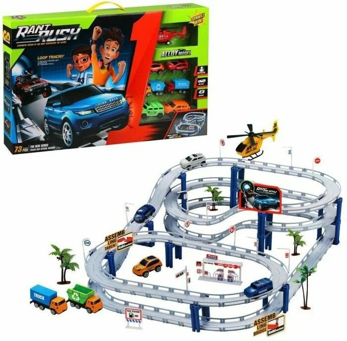 Автотрек Наша Игрушка "Автотрек RANT RUSH", 73 деталей, 2 машинки, длина 635см