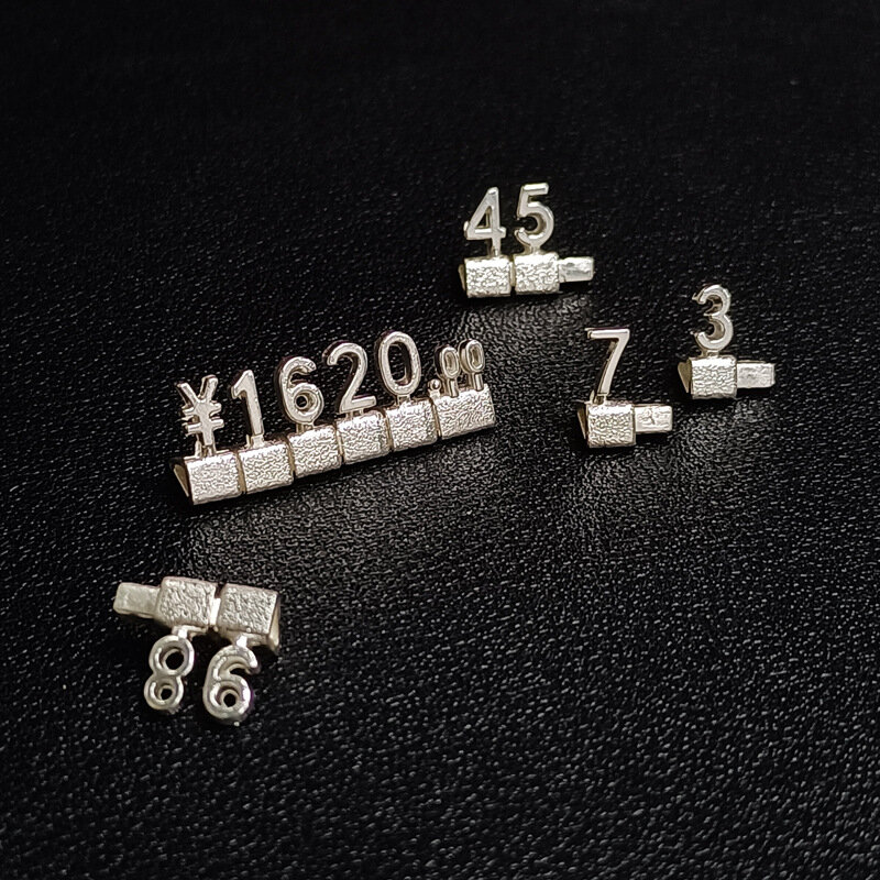 3D серебряная позолоченная металлическая табличка для ценников ювелирных изделий, 10 наборов в коробке, включая доллар