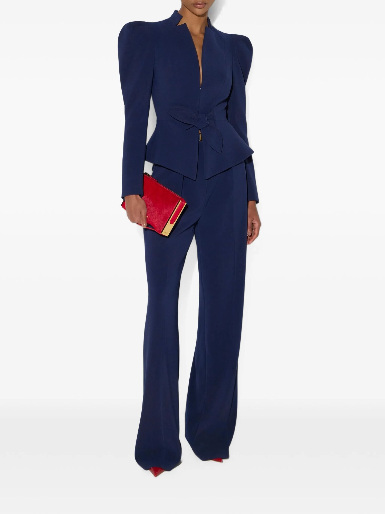 Куртка Elisabetta Franchi Lightweight crêpe jacket with bow, размер 42 — фото 1