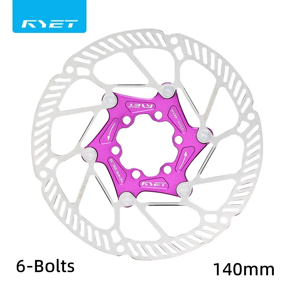 Дисковый тормозной диск RYET AeroFlux A1 140/160 мм Розовый, Purple 6 Bolts 140
