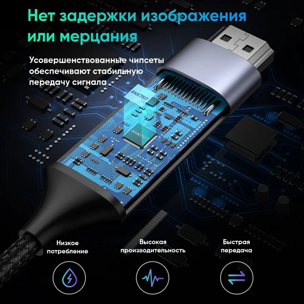 UGREEN Видеокабель USB Type-C - HDMI 1.5 м серый, поддержка 4K 60 Гц — фото 1