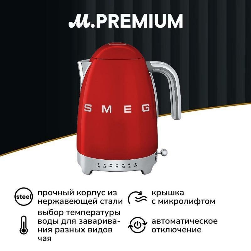 Электрочайник Smeg KLF04RDEU Premium