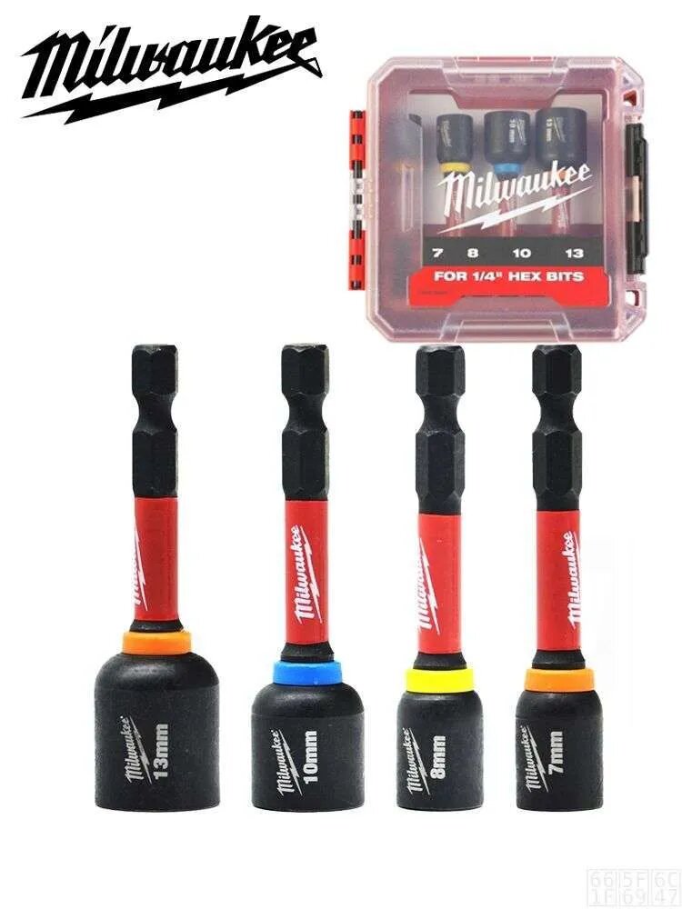 Milwaukee 4932492445 Набор ударных гайковертов SHOCKWAVE из 4 предметов. 7/8/10/13 мм 1/4" шестигранный держатель для инструмента аксессуары