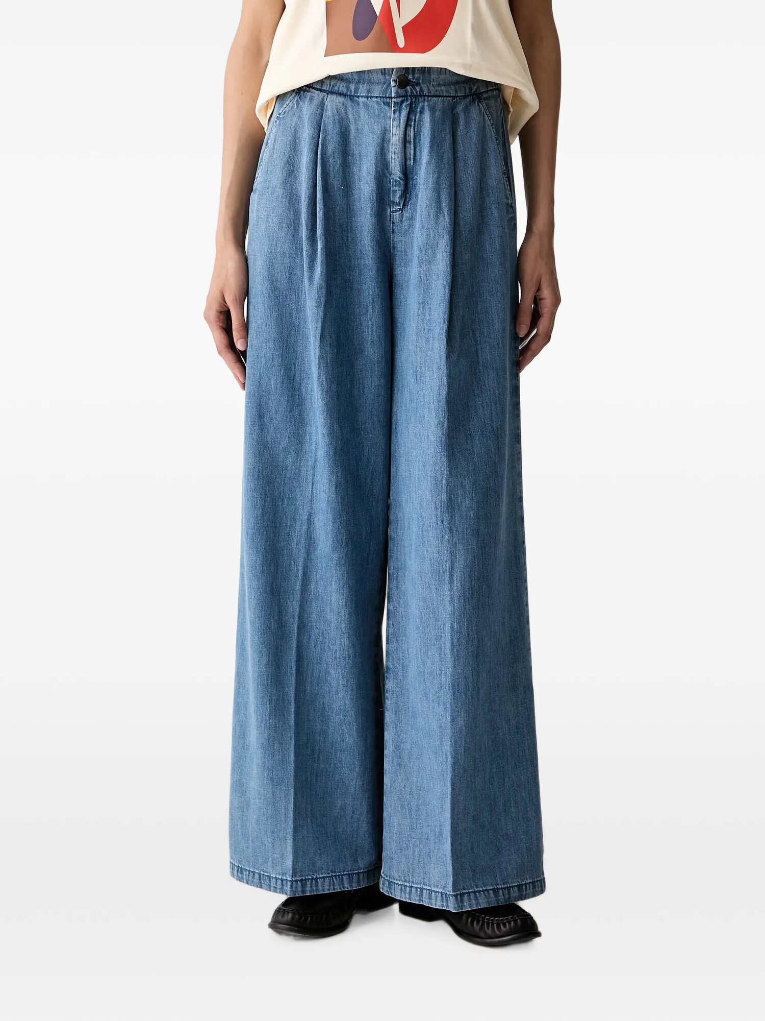 Джинсы Pleated wide-leg jeans 