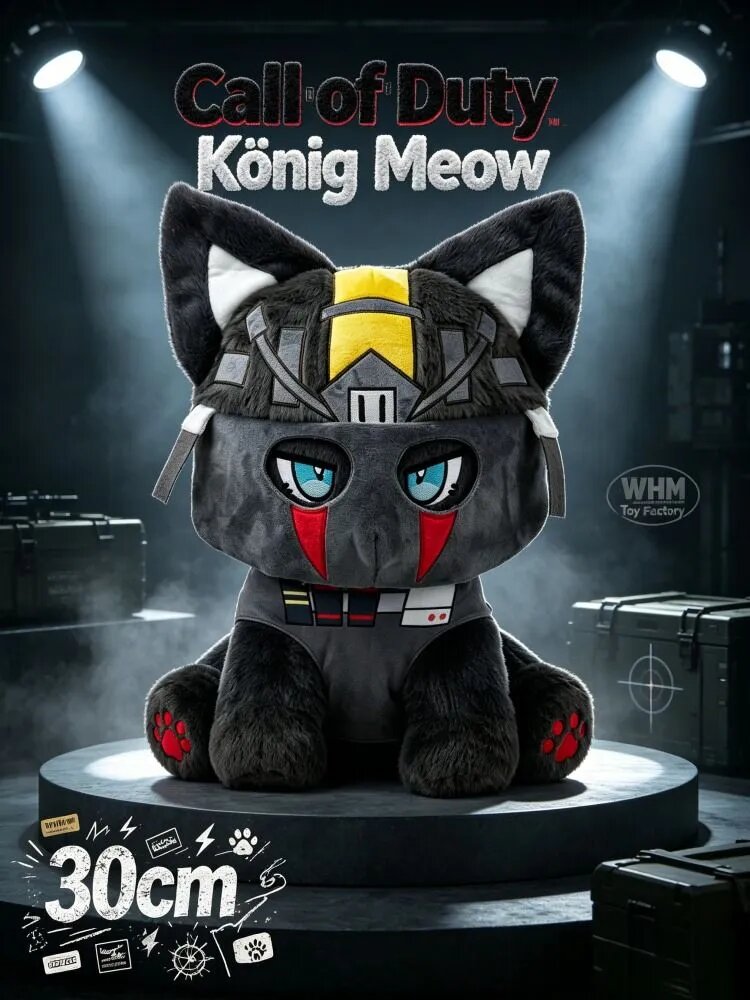 Плюшевая игрушка Knig Meow из игры Call of Duty, мягкий кот Кёниг, высота в сидячем положении 30 см