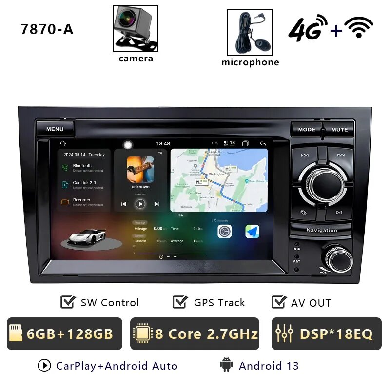Автомобильный радиоприемник Carplay для Audi A4 B6 B7 S4 RS4 2002-2012 Мультимедийные модели 7870A