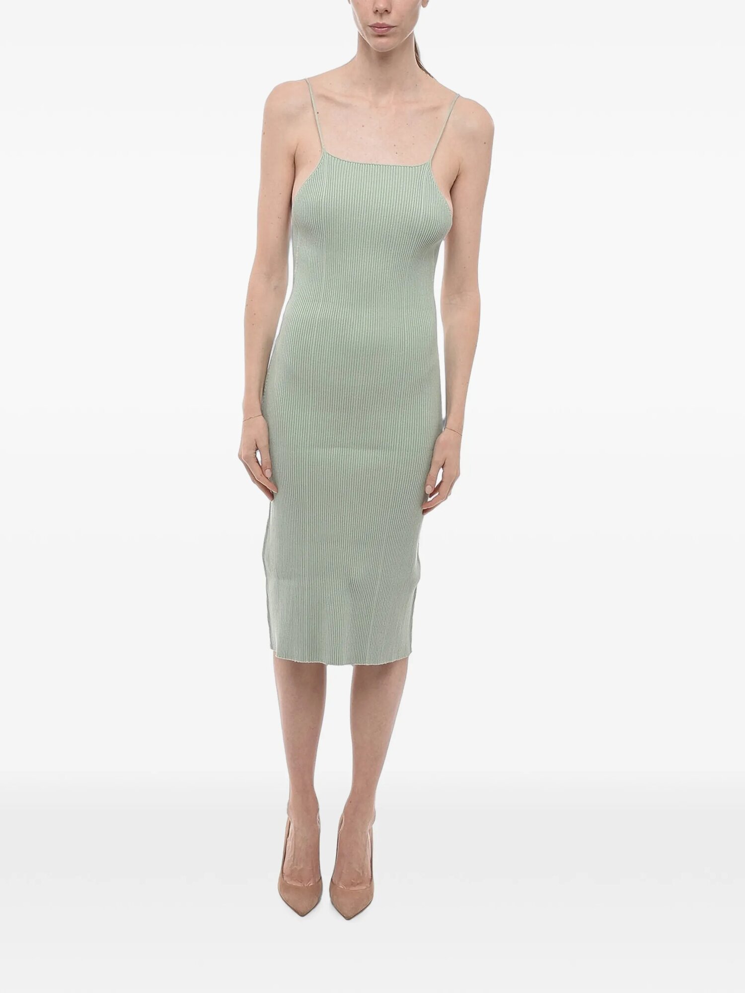 Платье Ribbed-knit fitted midi dress