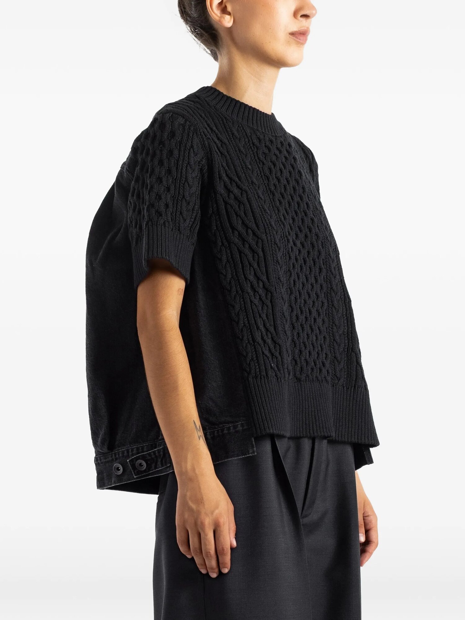 Свитер Sacai Denim-panel sweater, размер 44 — фото 1