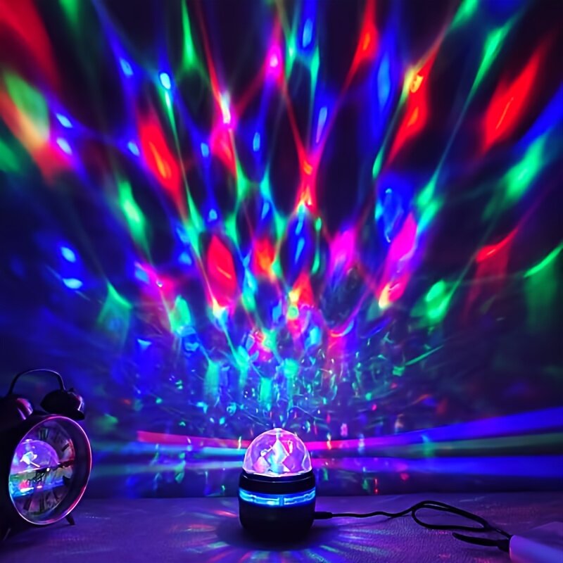 Светодиодный диско-шар RGB с автоматическим вращением и питанием от USB, мультицветный