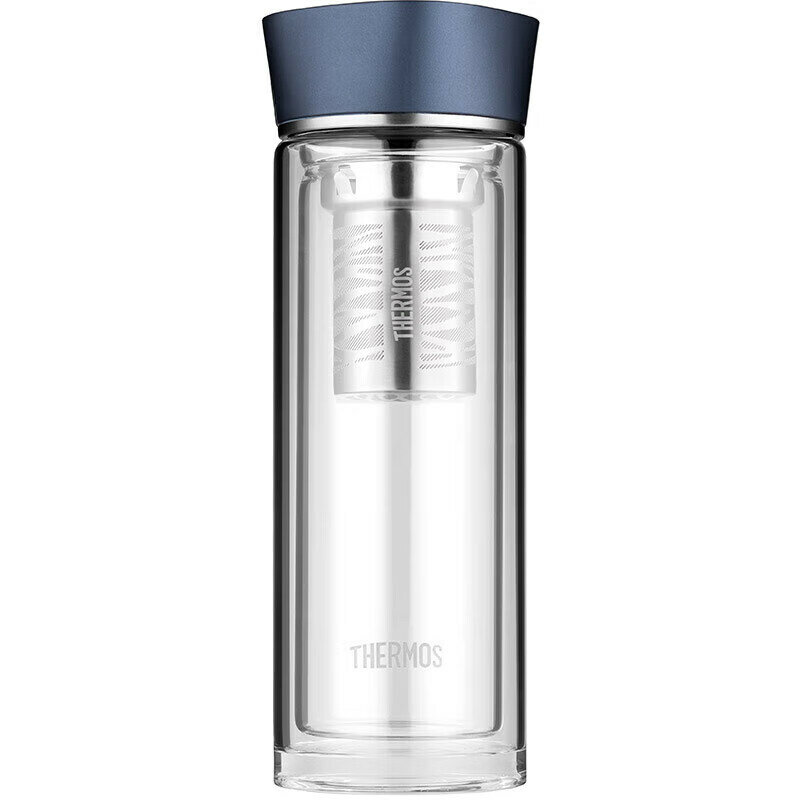 THERMOS 400 мл двойная стенка стеклянный стакан из боросиликатного стекла синий портативный для офиса Цвет：TCGB*400ml