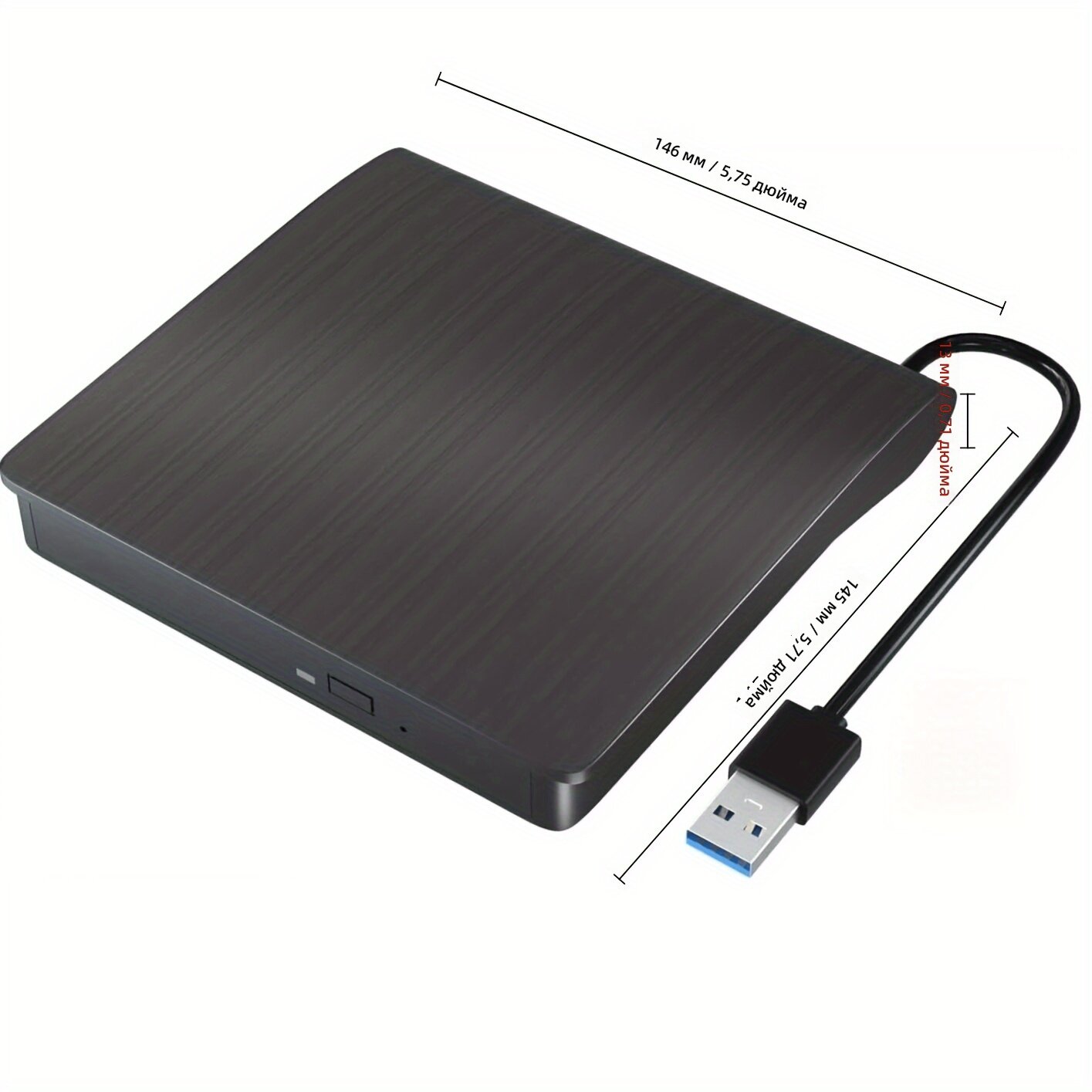 Внешний портативный DVD-привод USB 3.0 Type-C, Plug & Play, быстрая передача данных, для ноутбука и ПК, Windows, Linux, Mac, iOS, CD/DVD плеер, черный