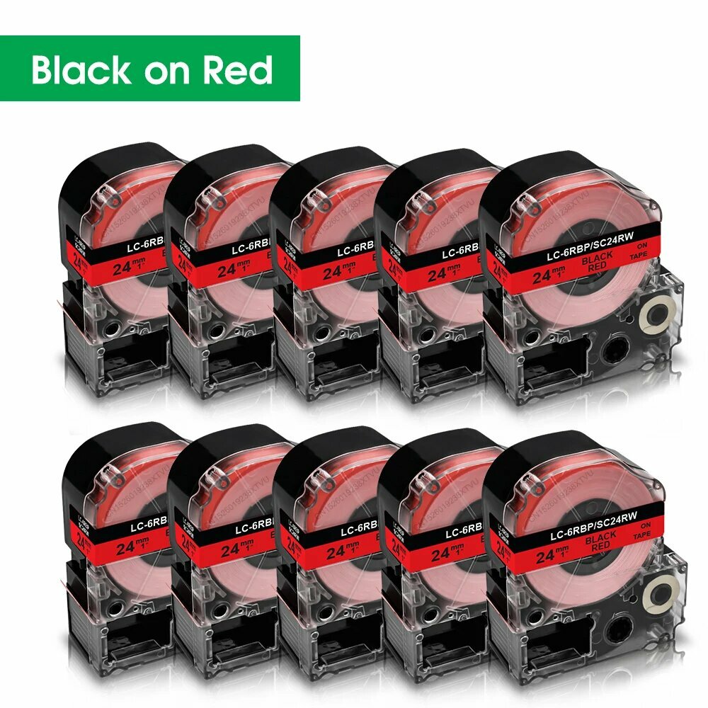 Этикетки SS24KW для Epson LabelWorks LW700 LW900P Black on Red