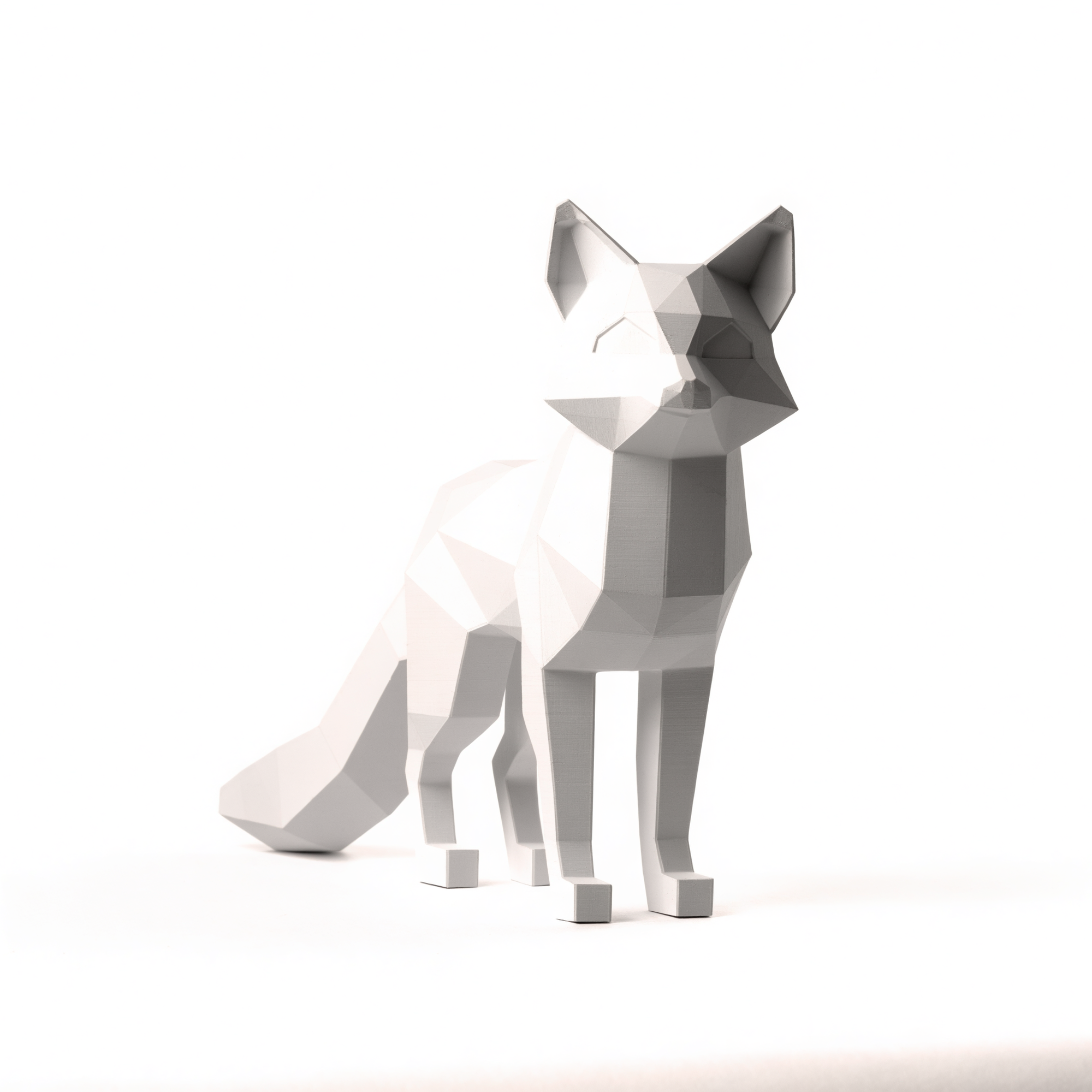 Статуэтка лисы low poly геометрический белый 3D печать
