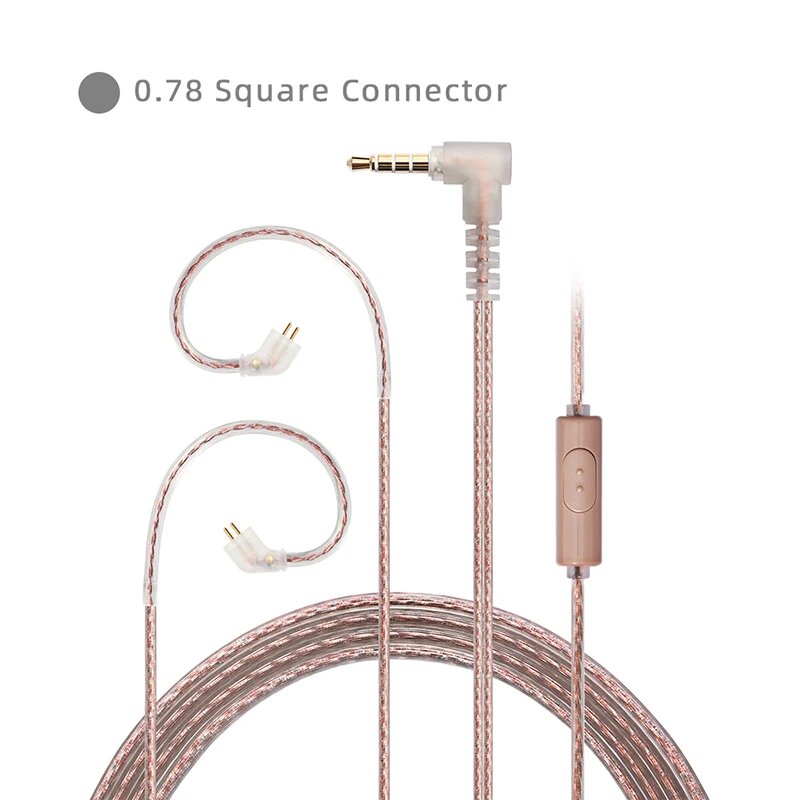 Аудиокабель Jcally PJ2+ 5N OFC с микрофоном для наушников 0.78mm Square Mic