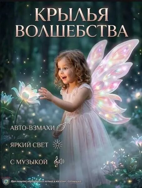 Карнавальный аксессуар Волшебные крылья бабочки для девочки, пластик, розовый, 90 см, с подсветкой и музыкой
