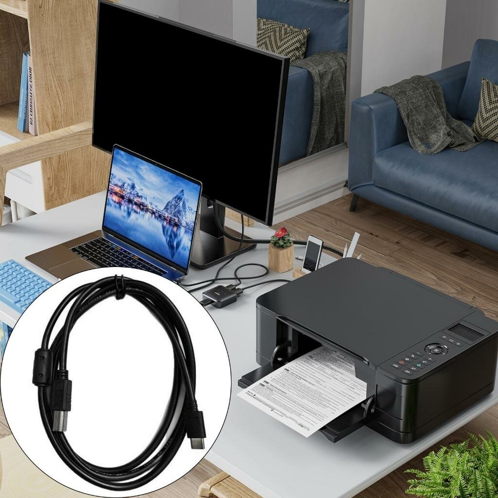 Кабель USB C - USB B 2.0 для принтера, 3m — фото 1