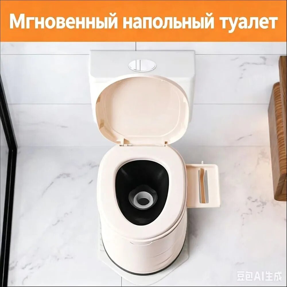Удобное ведро-туалет пластиковое с ручной помпой, белое, до 200 кг, из Китая
